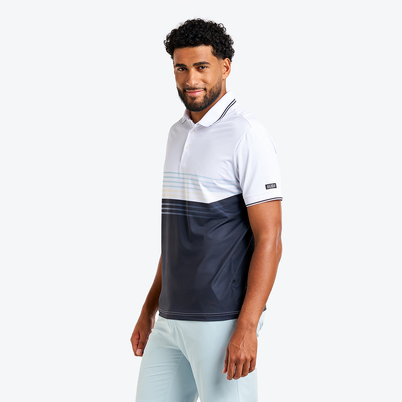 Men's Asher Polo White/Navy by SLIGO sport – NVO Sport